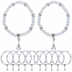 WE 12 Pcs Paris Eiffel Tower Themed Crystal Bracelet Party Favors - Quinceanera/Wedding/Birthday/Baby Shower/Bridal Shower