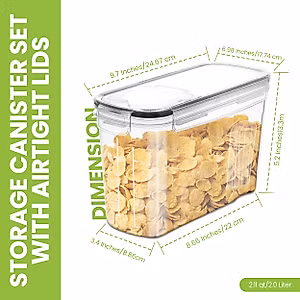 Utopia Kitchen Cereal Containers Storage - Liter Airtight Food Storage Containers & Cereal Dispenser For Pantry Organization And Storage (Clear, 2 Liter Pack of 4)