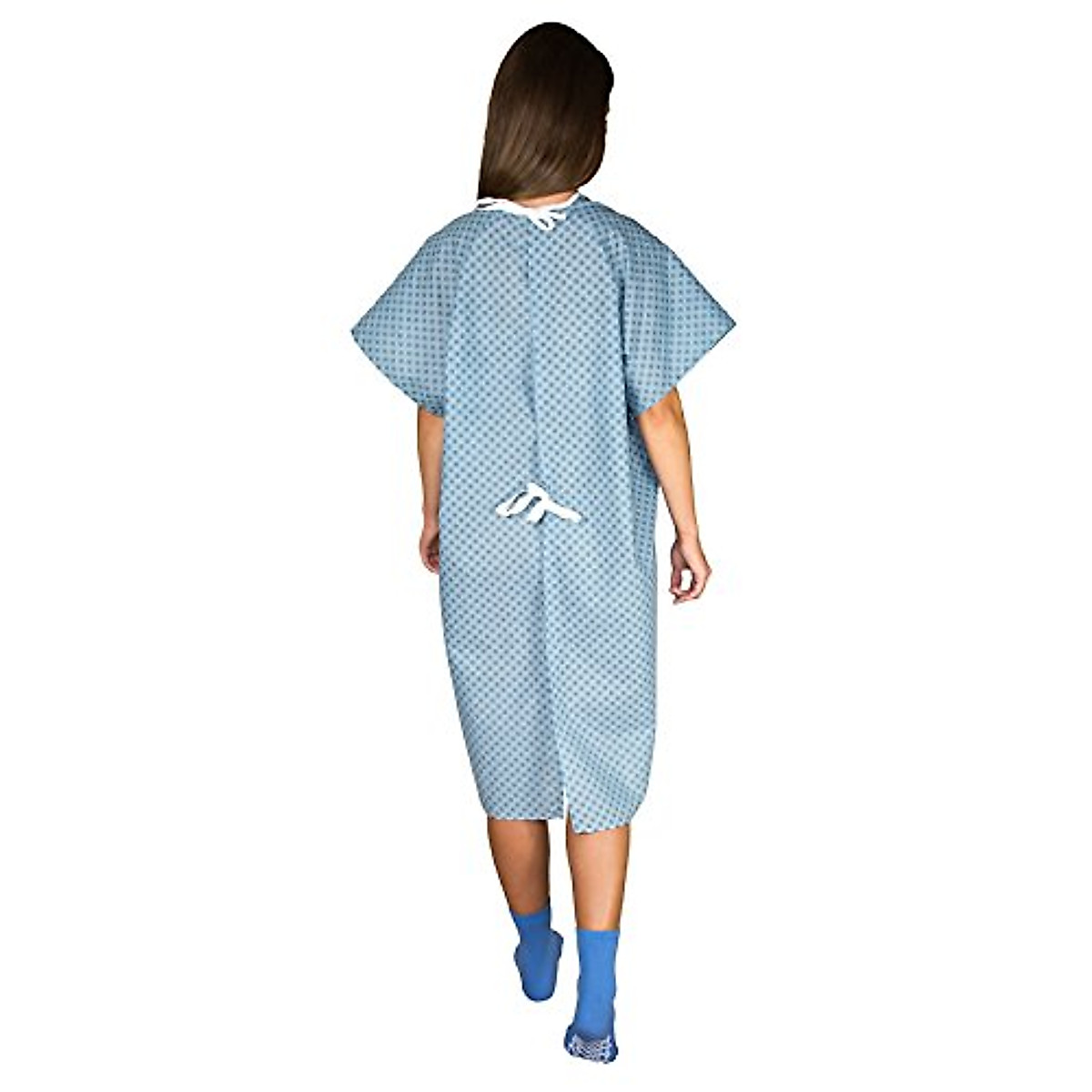 Careoutfit 3 Pack - Blue Hospital Gown with Back Tie/Hospital Patient Gown with Ties - One Size Fits All