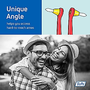 TEPE Interspace Angled Soft Toothbrush for Braces with Single-End Tuft and Removable Head, 12 Pack