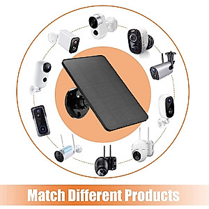 Solar Panel Charger -Weather Resistant, 4W 5V Solar Panel Wall Mounting Low-Power Solar Charging Panel Waterproof for Doorbell Security Camera,Bird Feeder Camera etc. with 300cm Cable Bracket