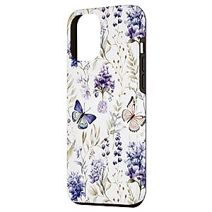 iPhone 14 Pro Max Case Flower Printed Butterfly Cover Protective Cover Phone Case