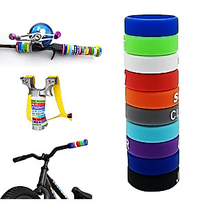 Silicone Handle Band Anti Slip Rubber Ring,Racket Handle Grip Fix Ring,for Slingshot Fishing Rod Bicycle Grip Cool Decoration(10Pcs Random Mixed)