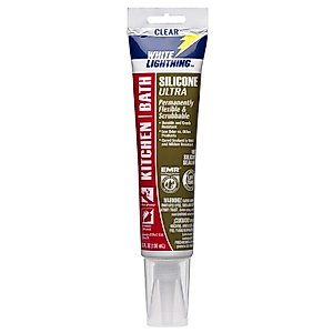White Lightning W21101005 Silicone Ultra Kitchen & Bath Sealant, Clear, 5.3 fl. oz.