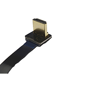 Short Flat Slim Thin HDMI FFC FPV HDMI Cable Standard HDMI Female Plug to Standard HDMI Male 90 Degree Compatible with RED blackmagic BMCC Sony FS7 Canon C300 Black 10cm