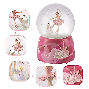 Dreamwizor Snow Globe for Birthday, Ballet Recital Gift, Made with Real Glass, Collectible Ballet Dancer Snowglobe for Adult, Musical Snow Globe Gift for Wife, Women and Girls, Tuned Swan Lake