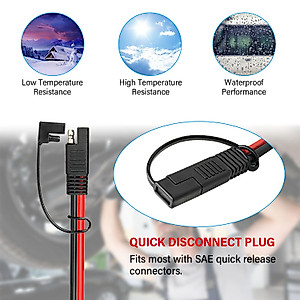 MOOKEERF SAE Extension Cable 10 AWG - 30FT SAE to SAE Quick Disconnect Wire Battery Charger Extension Cord Heavy Duty with SAE Polarity Reverse Adapter for Solar Panel Trolling Motor Automotive RV