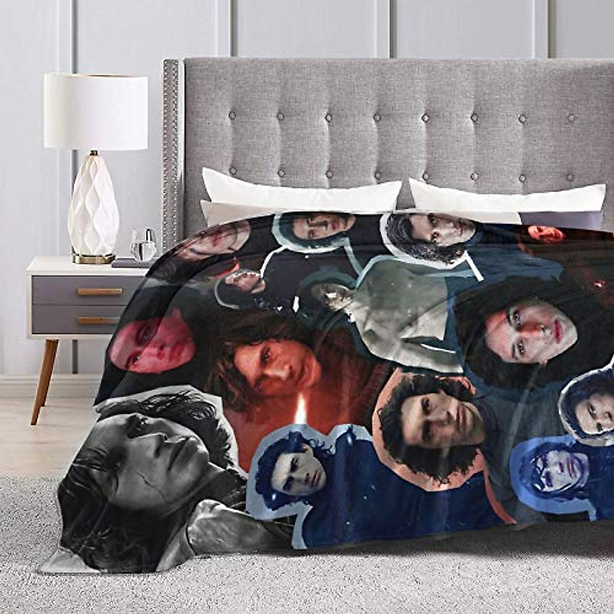 Blankets Adam Driver Kylo Ren Adam Sackler Soft and Comfortable Warm Fleece Throw Blankets Yoga Blankets Beach Blanket Picnic Blankets for Sofa Bed Camping Travel … (Black, 80"x60")