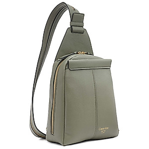Calvin Klein Women's Myra Convertible Sling Backpack, Dusty Olive, One Size