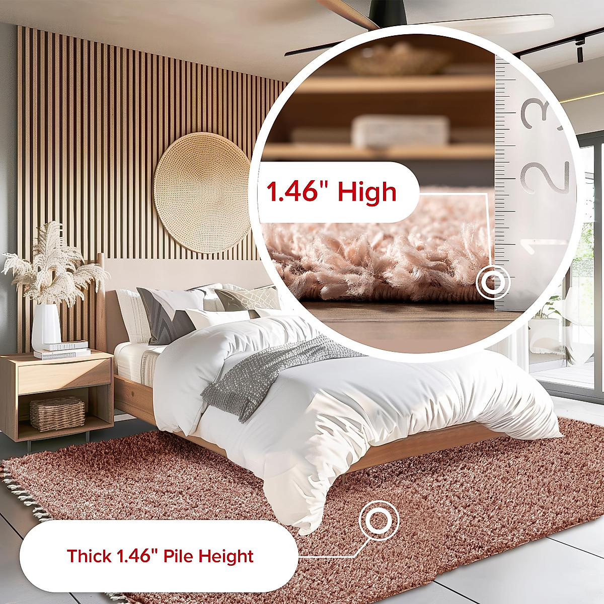 nuLOOM Neva Modern Tasseled Shag Area Rug, 7x9, Pink