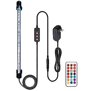 VARMHUS Submersible LED Aquarium Light,Fish Tank Light with 3 Stage Timer Auto Turn On/Off and Remote Controller Custom Adjusts 13 Colors and Brightness,24/7 Cycle RGB-15''