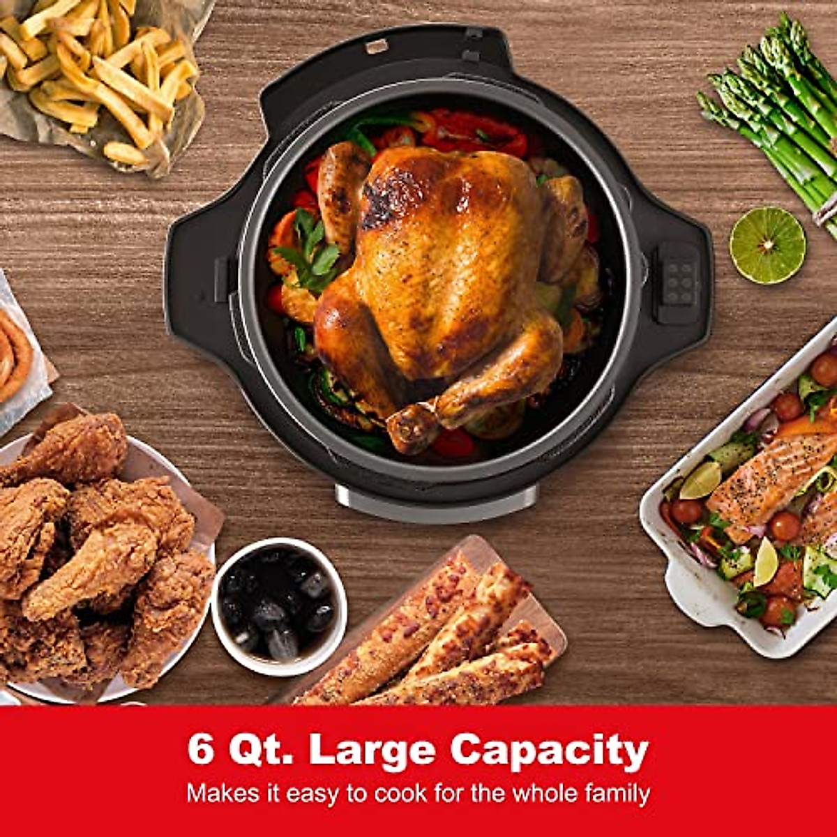 Galanz 12-in-1 Electric Pressure Cooker & Air Fryer with 12 Preset Programs Including Slow Cook, AirFry, Dehydrate, Rice, Grill, Roast, Steam, Beans, Stew, Warm, 6 Qt, 1000W/1500W, Stainless Steel