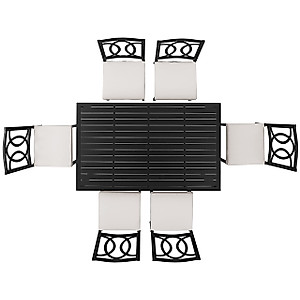 Crosley Furniture Chambers 7-Piece Outdoor Dining Set for 6, Patio Table and Chairs for Backyard, Deck, Matte Black with Creme Cushions