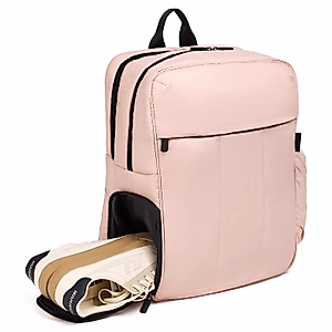 Baolab Quilted Puffer Backpack Puffy Daypack with Shoe Compartment for Women Ladies Travel Casual Water Resistant (Black)