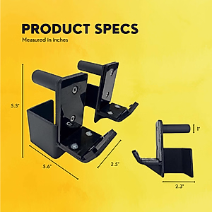 HULKFIT Pro Series 2.35” x 2.35” Power Cage Squat Rack J Hooks J Cups with Nylon Resin Pad Barbell Storage Attachment Accessories - Pair