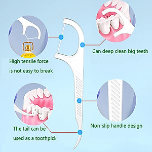 Floss Dental Picks Holy Rose Flosser Toothpick Tasteless Floss Stick Bagged Fine 600 Count White Dental Floss)