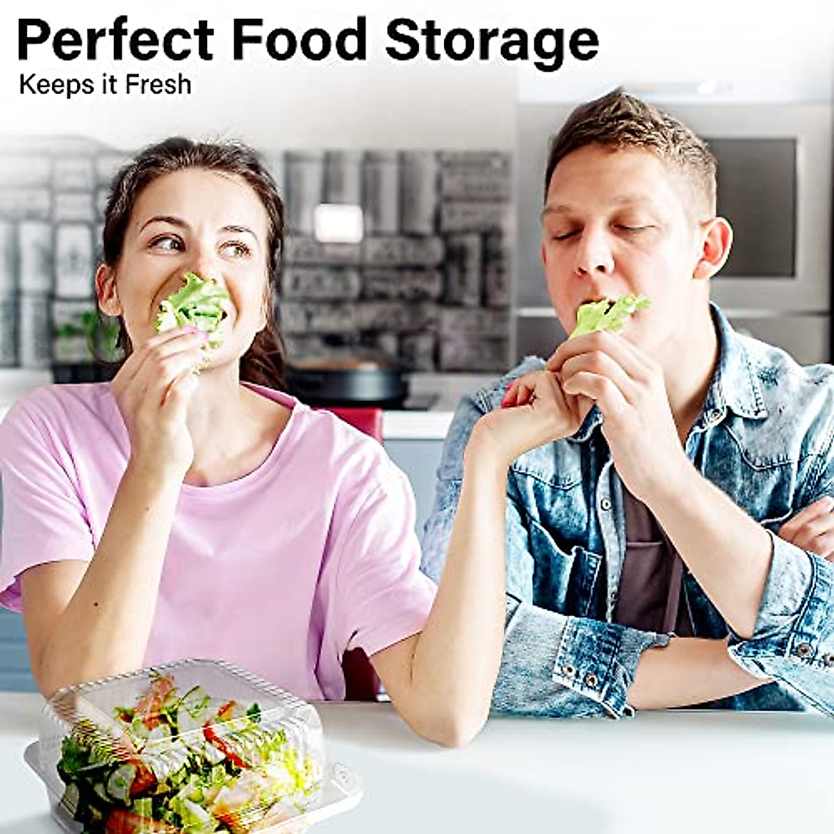 MT Products Clear Plastic Square Hinged Food Container, 5" Length x 5" Width x 2 1/8" Depth, Keep your Food Secure Shallow (40 Pieces) - Made in The USA