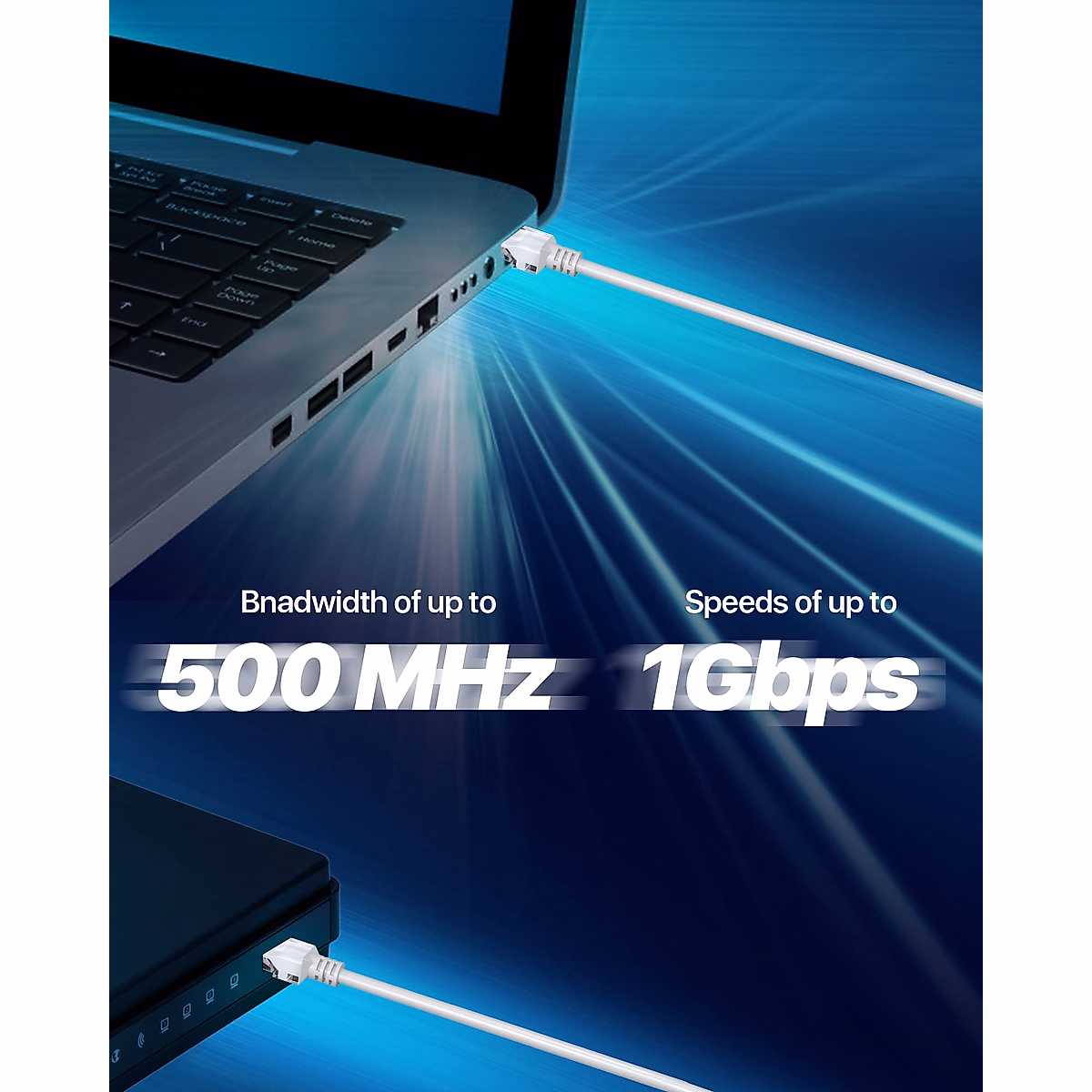 ZOSI Cat5e Ethernet Cable 60ft High Speed Network RJ45 wire cord 8 pin 1000Mbps 155Mhz in Wall,Outdoor,Weatherproof for POE Security Cameras system,PoE switch,internet router,computer