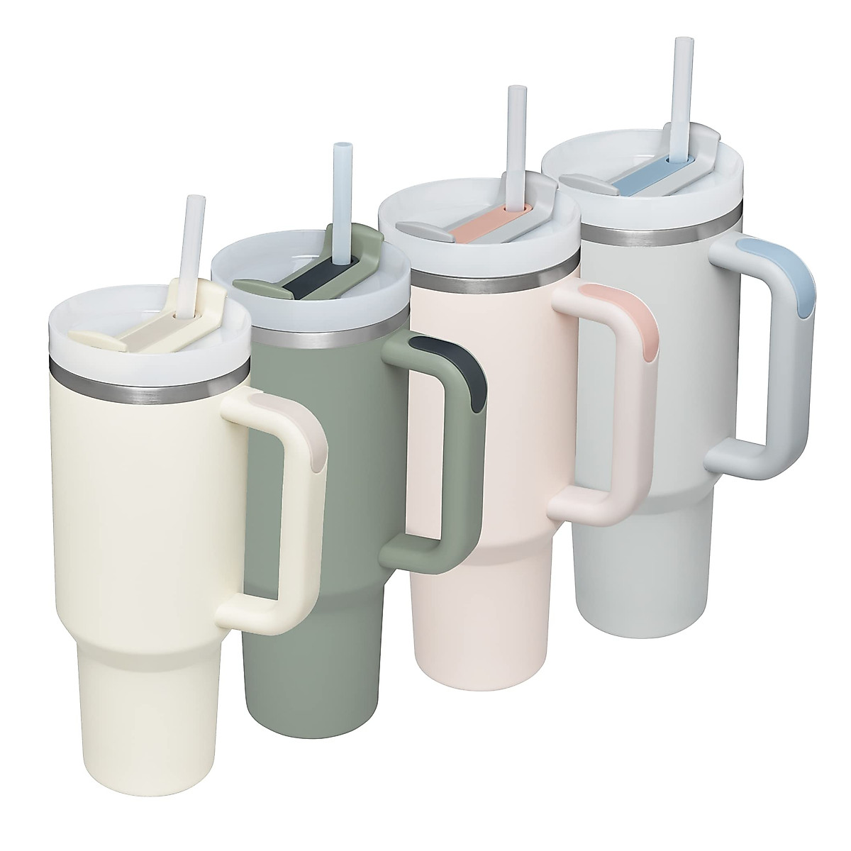 Insulated 40oz Quencher H2.0 Travel Tumbler Mug with Handle, 2 in 1 Slide Lid, Reusable Straw, and Plastic Grip - Double Walled Stainless Steel Keeps Hot and Cold (Fog)