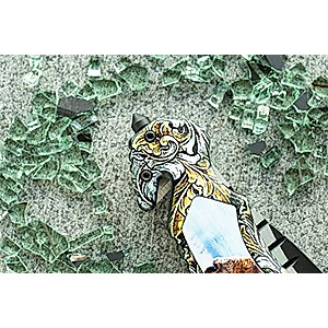 SE Spring Assisted Clip Point Folding Knife with Howling Wolf Design - KFD20024-2