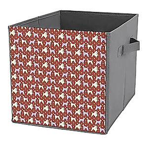 Poodle Dogs Foldable Storage Bins Printd Fabric Cube Baskets Boxes with Handles for Clothes Toys, 11x11x11