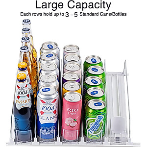 Drink Organizer for Fridge, Self-Pushing Soda Can Dispenser for Refrigerator, Pantry/Kitchen Organizer with Width Adjustable Smart Beverage Pusher, 12oz to 20oz Holds up to 15 Cans (38cm/3Rows)