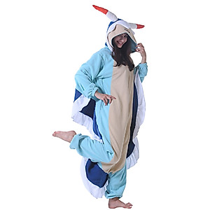 DELEY Unisex Blue Sea Hare Costume Adult Onesie, One Piece Pajamas, Halloween Cosplay Costumes Homewear Jumpsuit