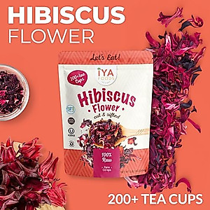 16oz bag - Hibiscus Flowers | Loose Tea (200+ Cups) | Cut & Sifted | 16oz/454g/ 1 lbs. Resealable Bag | 100% Raw From West Africa | by Iya Foods