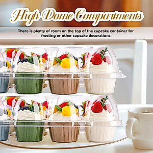 NPLUX 24 Count Cupcake Containers 10 Pack Cupcake Holders with Detachable Tall Dome Lids Clear Plastic Stackable Cupcake Boxes for 240 Cupcakes, BPA Free, Standard Size