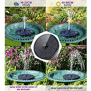 SZMP Solar Fountain 4W Bird Bath Fountains 2024 Upgraded 60LED Lights, Solar Powered Fountain Pump Built-in 4000 Battery with 7 Nozzle & 4 Fixer, Solar Water Fountain for Garden, Bird Bath, Pool, Pond