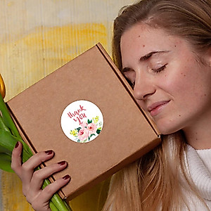 Pink Flower Thank You Stickers, 2 inch 50PCS Self-Adhesive Thank You Labels Great for Wedding, Small Business, Bakeries, Handmade Goods, Birthday Party Favors Labels & Mailing Supplies.