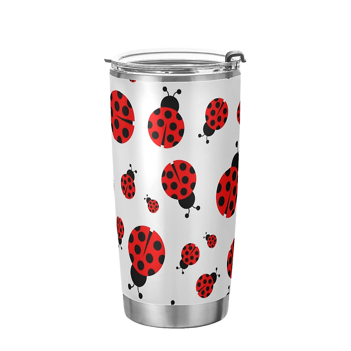 Yasala Tumbler Ladybug Cute Funny Insulated Coffee Cup Beverage Container Travel Mug with Straw and Lid Double Wall Stainless Steel 20oz BPA-Free for Sport, Back to School