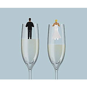 Drinking Buddies Happy Couple Themed Reuseable Glass Drink Markers, Bride & Groom