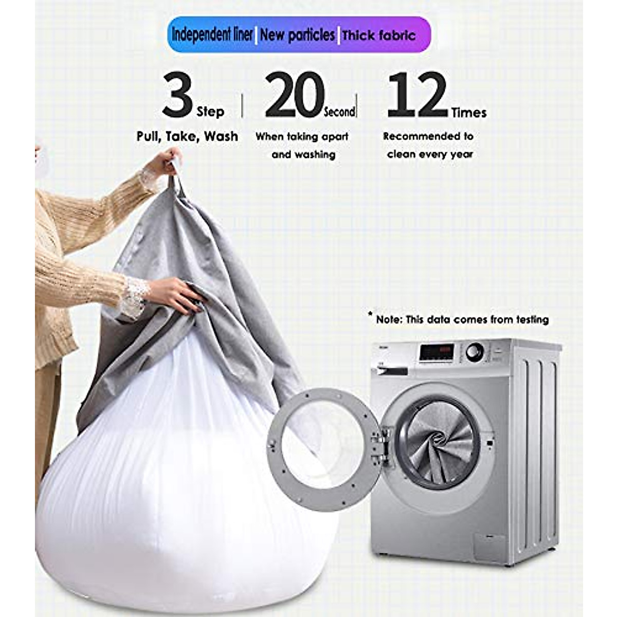 WXFN Lazy Lounger Sofa Cover Living Room Game Armchair for Home Or Garden, Without Filler, with Handle Can Be Lifted Easily,Dark Gray,XL