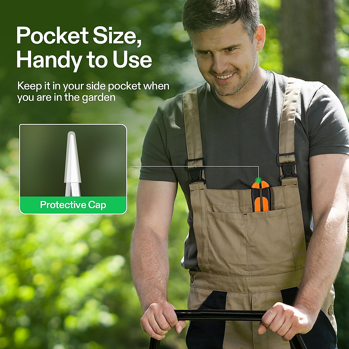 VIVOSUN 6.5 Inch Gardening Scissors Hand Pruner Pruning Shear with Straight Stainless Steel Blades Orange 1-Pack