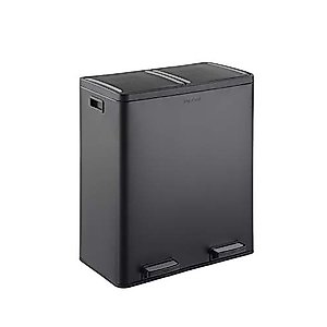 The Step N' Sort 18.5 Gallon Extra Large Capacity, Soft-Step, Dual Trash and Recycling Bin with Removable Inner Bins Black (900702B)