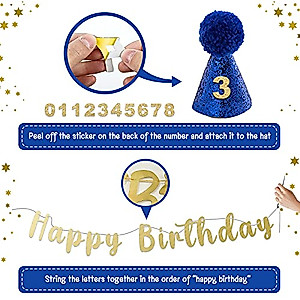 ENJOYING Pet Dog Bandana Doggy Birthday Party Supplies Plaid Dog Bandanas Scarf Pet Birthday Hat with Number for Small Medilum Dogs and Cats, Blue