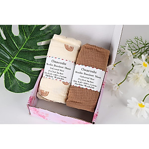 Muslin Bassinet Sheets 2 Pack Set for Baby Boy and Girl, 100% Muslin Cotton Fitted Sheet for Oval Hourglass and Rectangular Bassinet Mattress, Natural and Rainbow