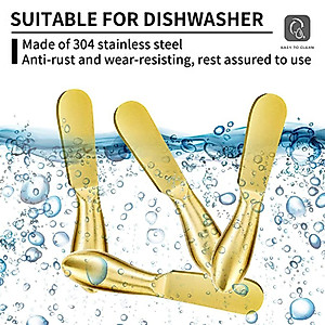 HUIGT Golden Stainless Steel Butter Knife Multipurpose Cheese and Butter Spreader Knive Condiment Knives, Cheese Knife for Home Kitchen Use (4 Pcs), 5.3inch*1inch (A004)