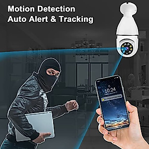 GAORYT Light Bulb Camera,Bulb Camera 360°Degree WiFi Outdoor,1080P HD Smart Wireless Security Camera with Motion Detection Alarm Night Vision for Home Indoor and Outdoor