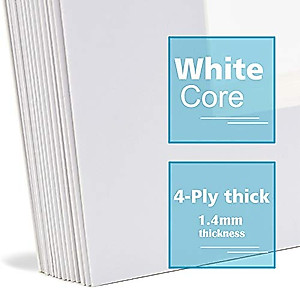 Egofine 8x10 White Picture Mats Pack of 14, Frame Mattes for 5x7 Pictures, Acid Free, 1.2mm Thickness, with Core Bevel Cut