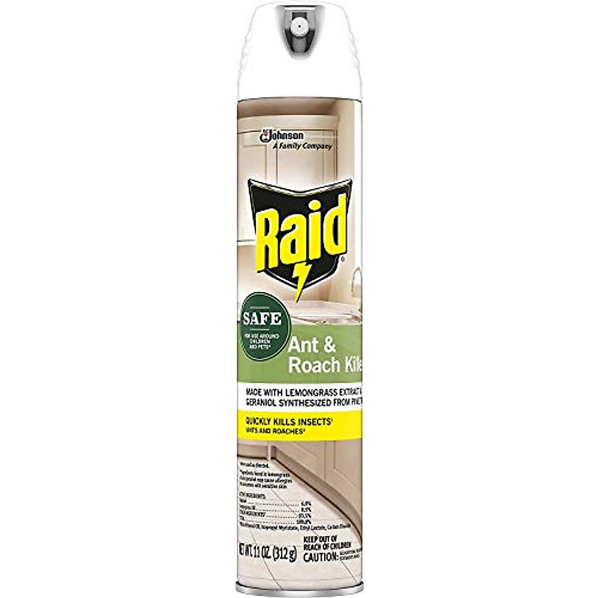 Raid Ant and Roach Killer Aerosol Spray with Essential Oils 11 Ounce (Pack of 2)