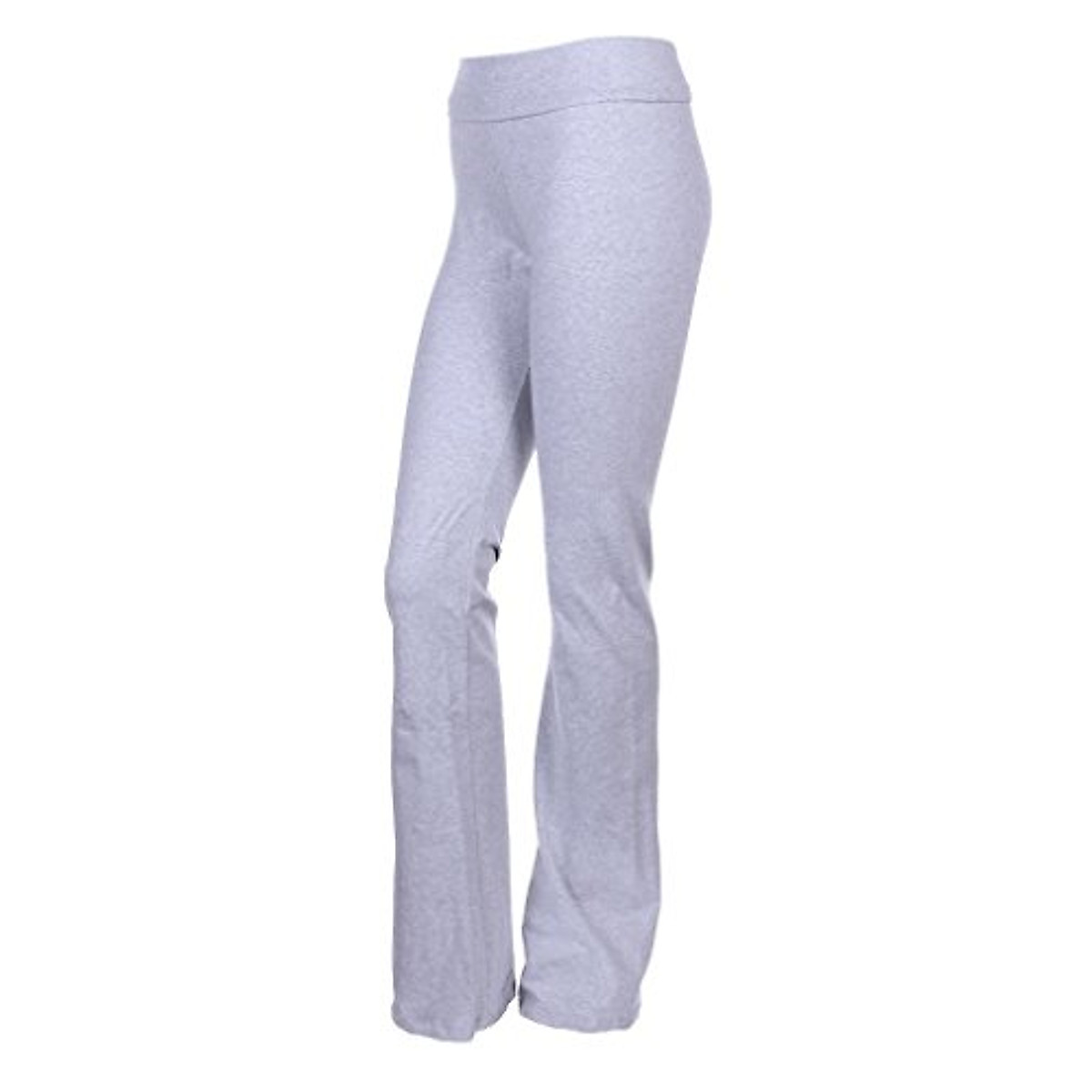 T Party Thick Cotton Yoga Pants with Fold Over Waistband, Large, Heather Gray