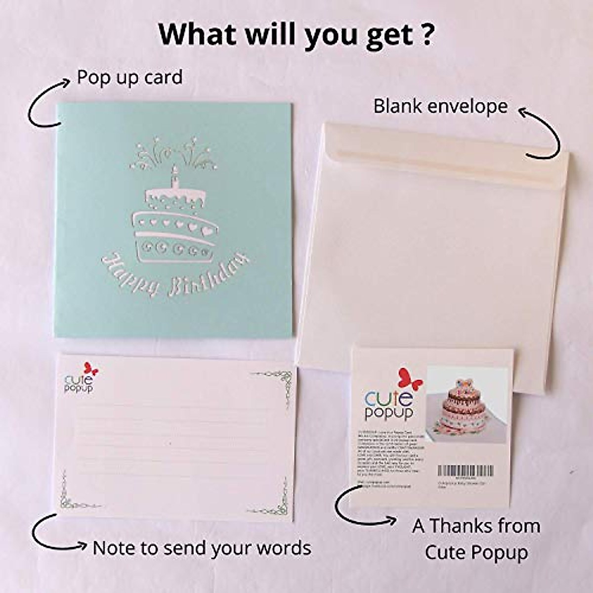 Birthday Pop Up Card with World's Best Birthday Cake Design, 1st Birthday Card, 3D Cake Pop Up, Come in Shining Envelope - Perfect Present for Girl, Friends, Lovers, Women on Any Occasion