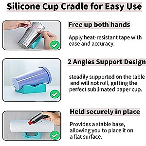 4 Package Tumbler Clamp, Sublimation Tumblers Clamp with Cup Cradle and Meter Stick, Perfect Tumbler Pincher Tool Sublimation for 12 Oz 20 Oz 30 Oz Sublimation Blanks Tumblers