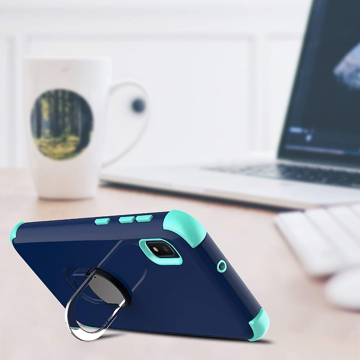 lovpec Compatible with Galaxy A10e Case with Soft TPU Screen Protector, Ring Magnetic Holder Kickstand Shockproof Protective Phone Cover Case for Samsung Galaxy A10e 5.8 inches (Navy)