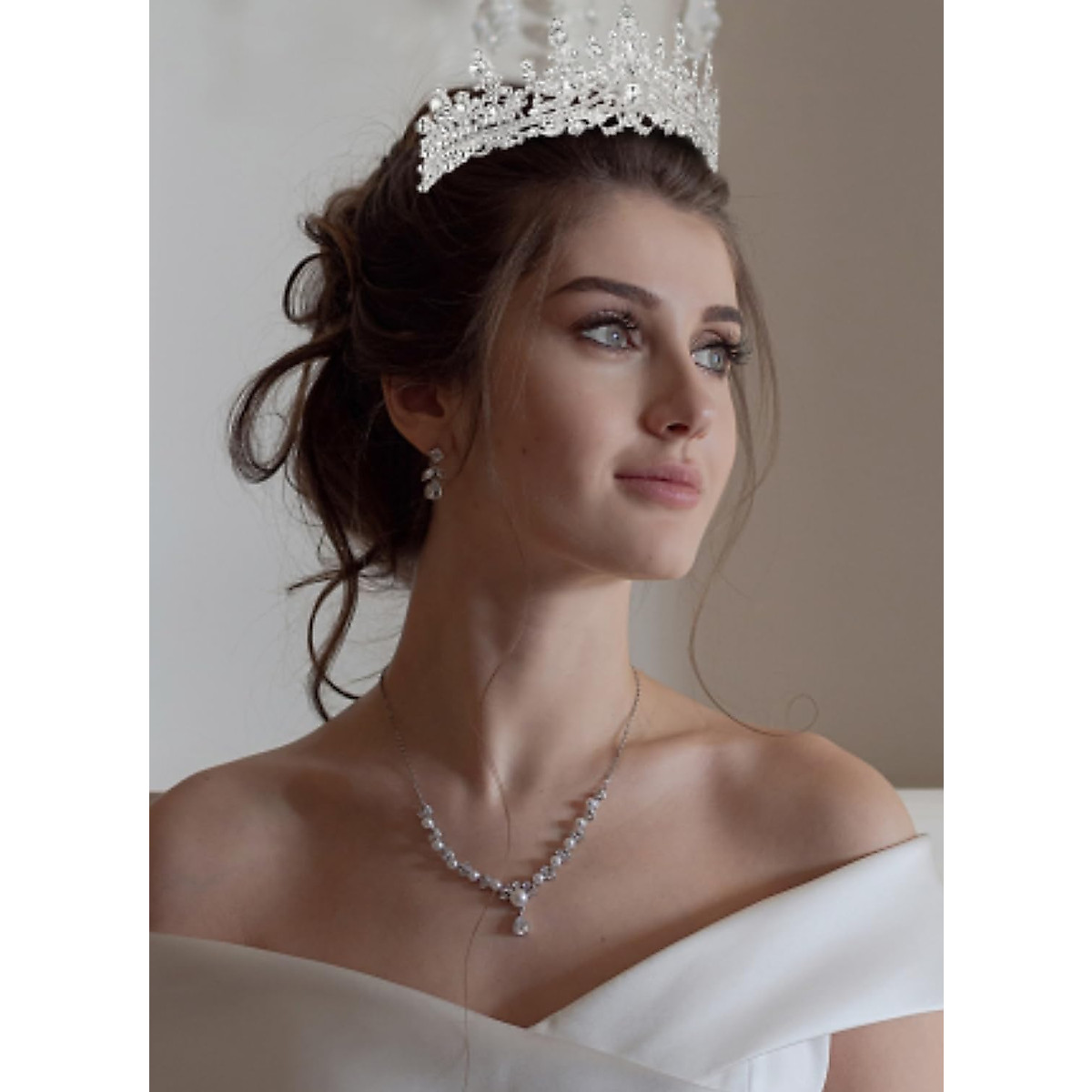 CURASA Silver Tiara and Crowns for Women Crystal Queen Crown, Wedding Tiaras for Bride Princess Crown for Little Girls Headpiece for Bridal Birthday Party Prom Halloween Pageant