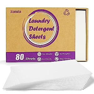 Zimwin Laundry Detergent Sheets, 80 Sheets Lavender Scent Laundry Soap Sheets - Eco-Friendly Hypoallergenic Liquidless Washing Supplies for Dorm Travel Camping - 80 Loads