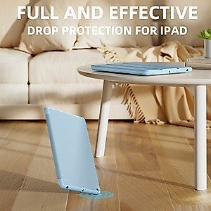 Akkerds Case Compatible with iPad 10.2 Inch 2021/2020 iPad 9th/8th Generation & 2019 iPad 7th Generation with Pencil Holder, Protective Case with Soft TPU Back, Auto Sleep/Wake Cover, Sky Blue