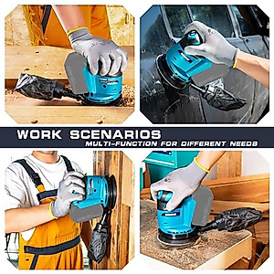 IRONFIST Random Orbit Sander 5inch 21V Lithium Battery 3 Speed Setting with Dust Bag 20pcs sandpapers and 3pcs Polishing Sponges